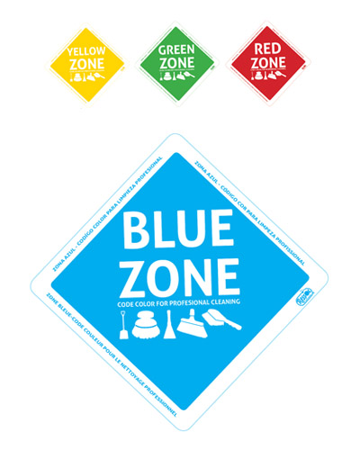 Pictograma adhesivo para identificar área/zona color. Azul